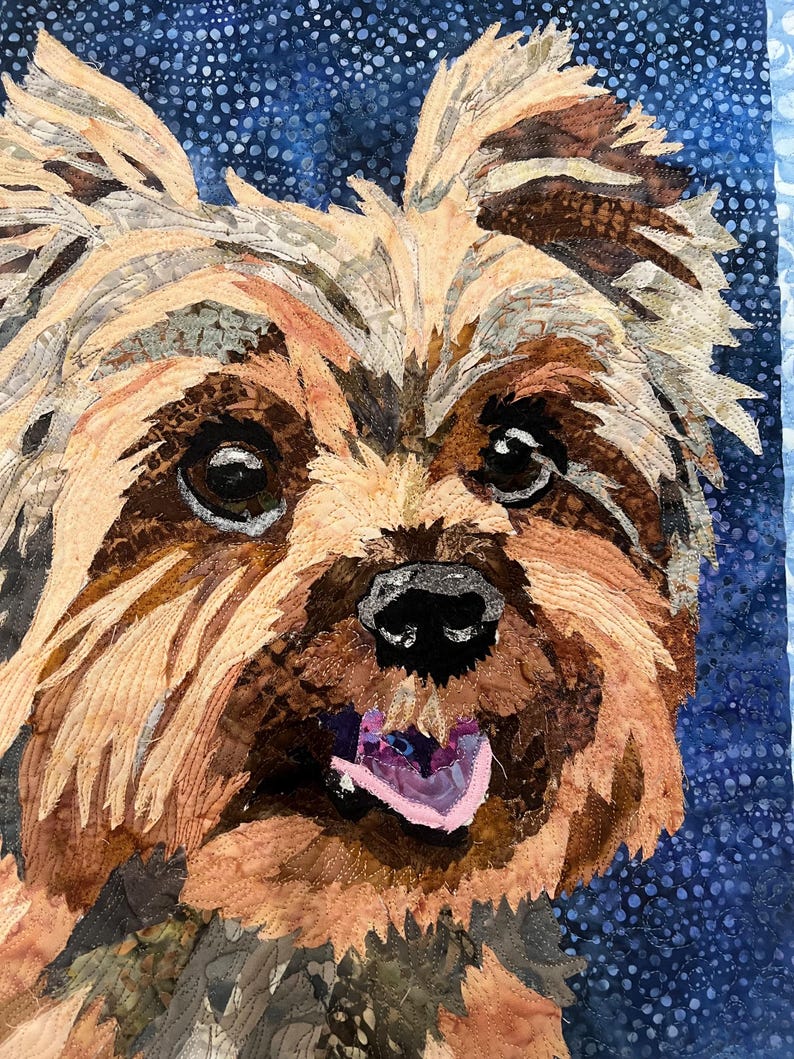 Happy Terrier Dog Portrait Quilt - Etsy