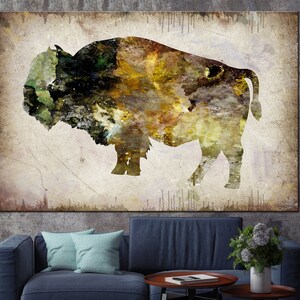 Buffalo Art Print on Canvas Woodland Abstract Animal Wall Art - Etsy