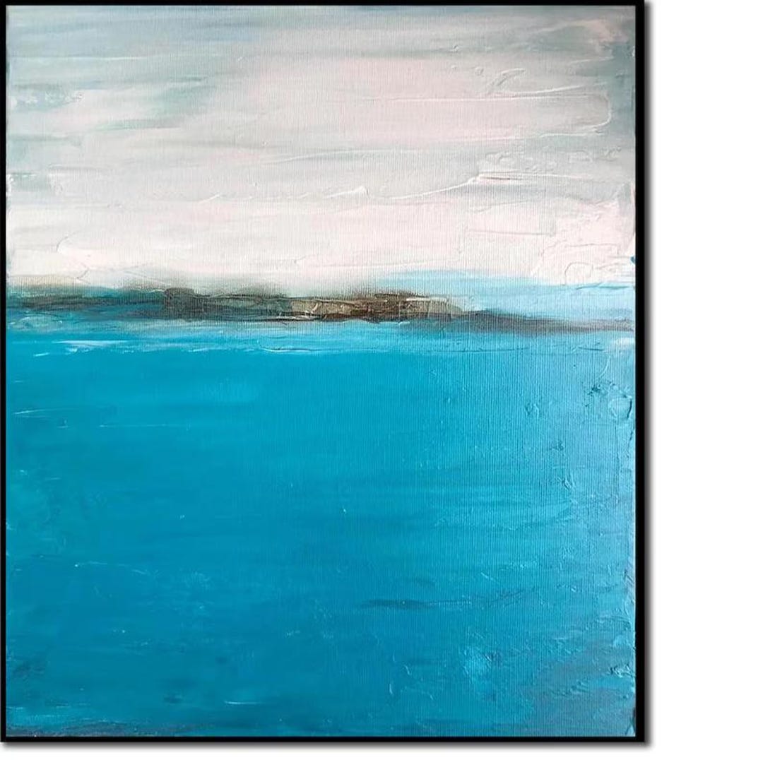 Large Abstract Blue Ocean Painting on Canvas Abstract Landscape Fine ...