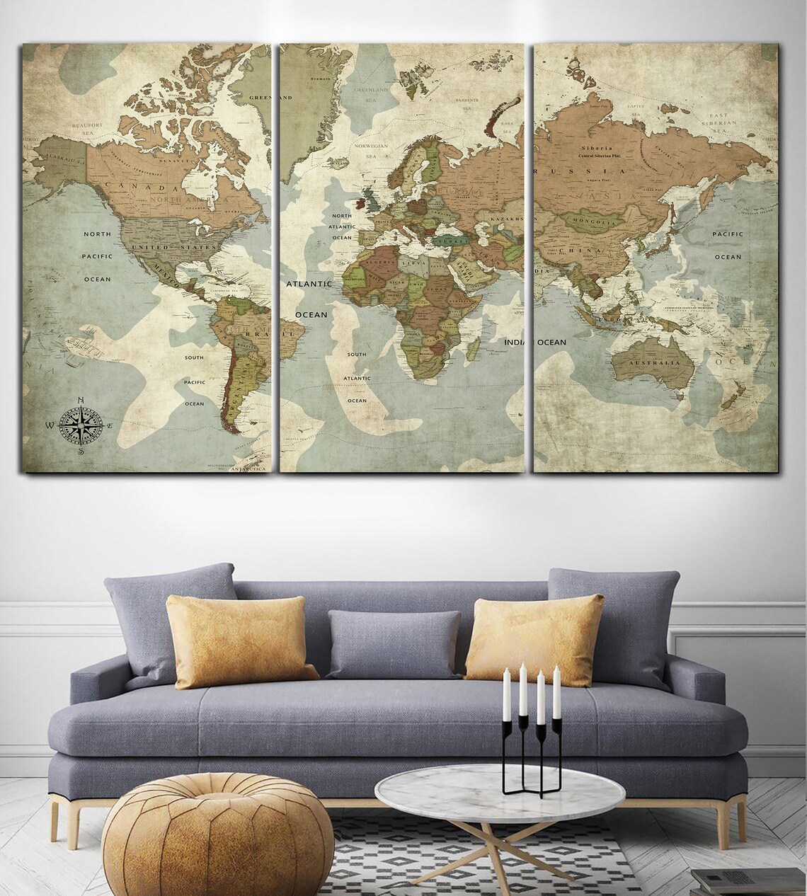 Extra Large Wall Art World Map Exclusive World Map Canvas - Etsy