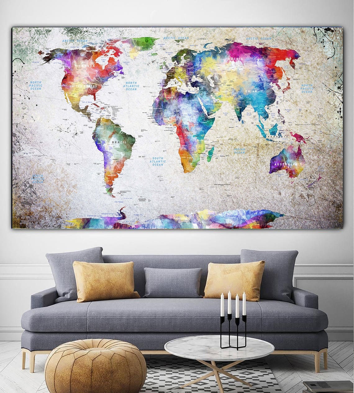 Detailed World Map - Etsy
