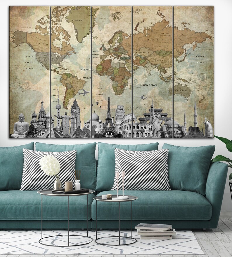 Exclusive World Map Wall Art World Map Photo Print Modern - Etsy