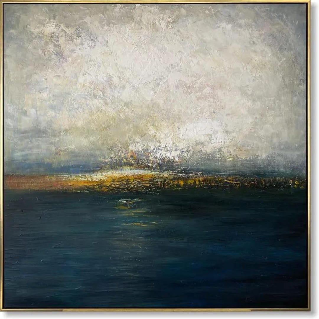 Abstract Painting Ocean Wall Art Ocean Horizon Line Nature Wall Art Oil ...