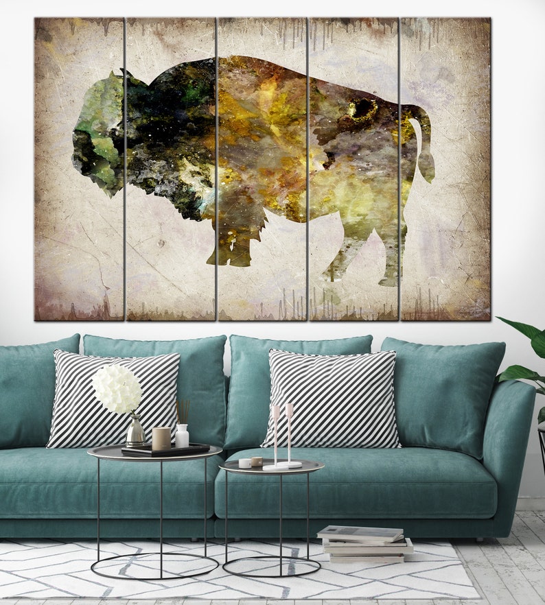Buffalo Art Print on Canvas Woodland Abstract Animal Wall Art - Etsy