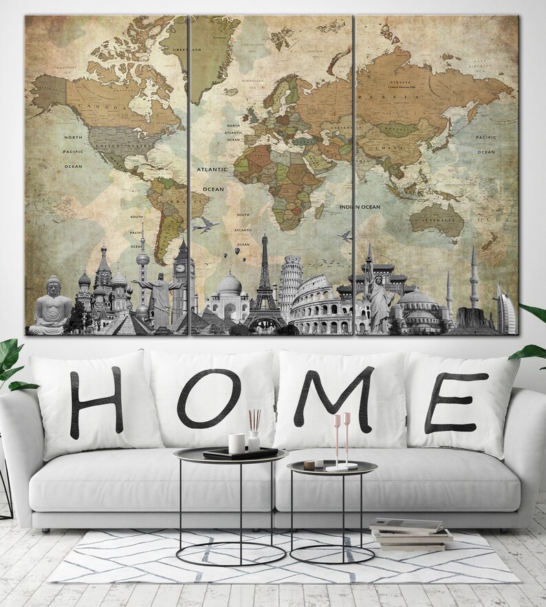 Exclusive World Map Wall Art World Map Photo Print Modern - Etsy