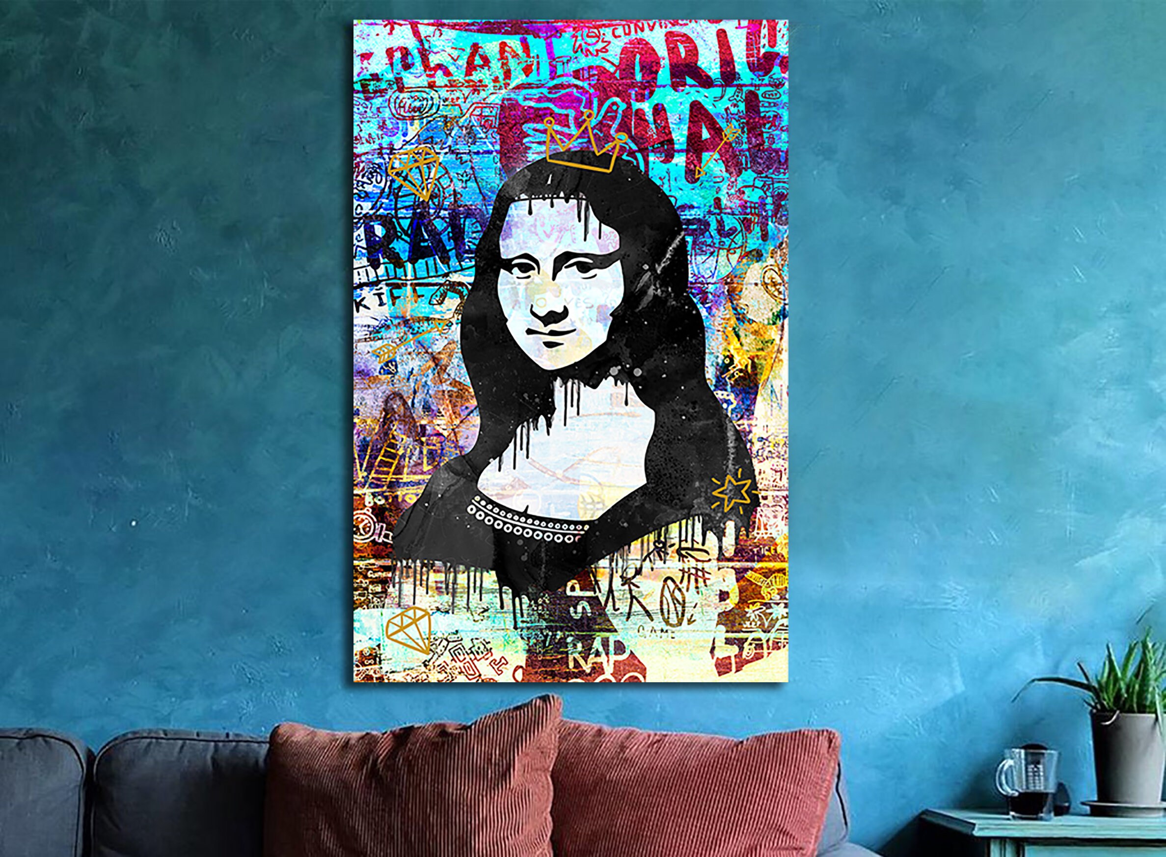 Mona Lisa Graffiti Wall Art Street Art Canvas Art Urban Canvas | Etsy