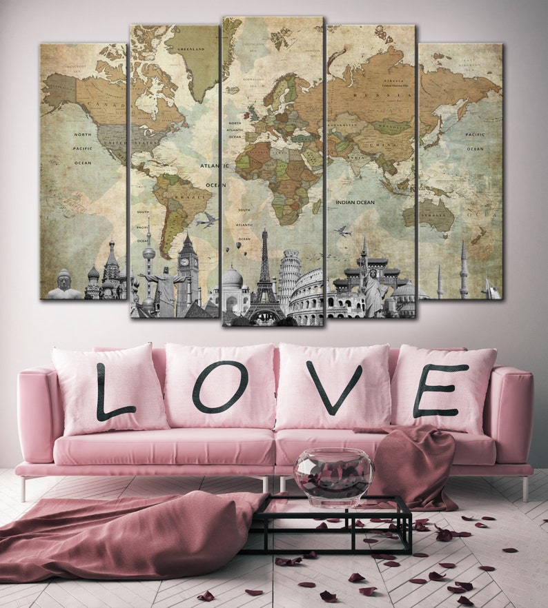 Exclusive World Map Wall Art World Map Photo Print Modern - Etsy