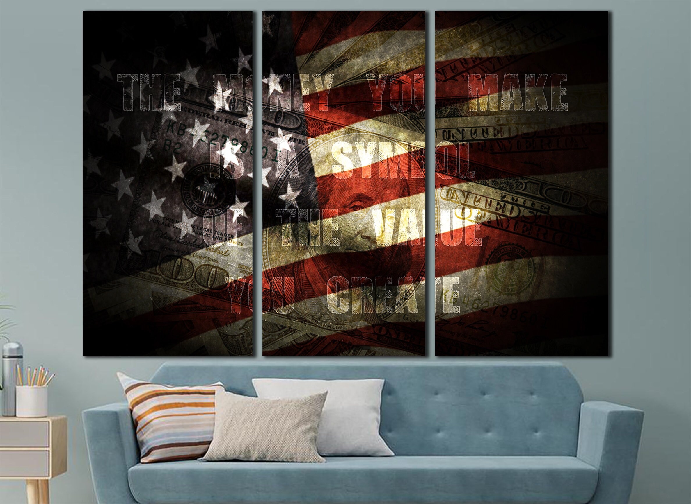 Large American Flag Print on Canvas USA Flag Poster Multi - Etsy