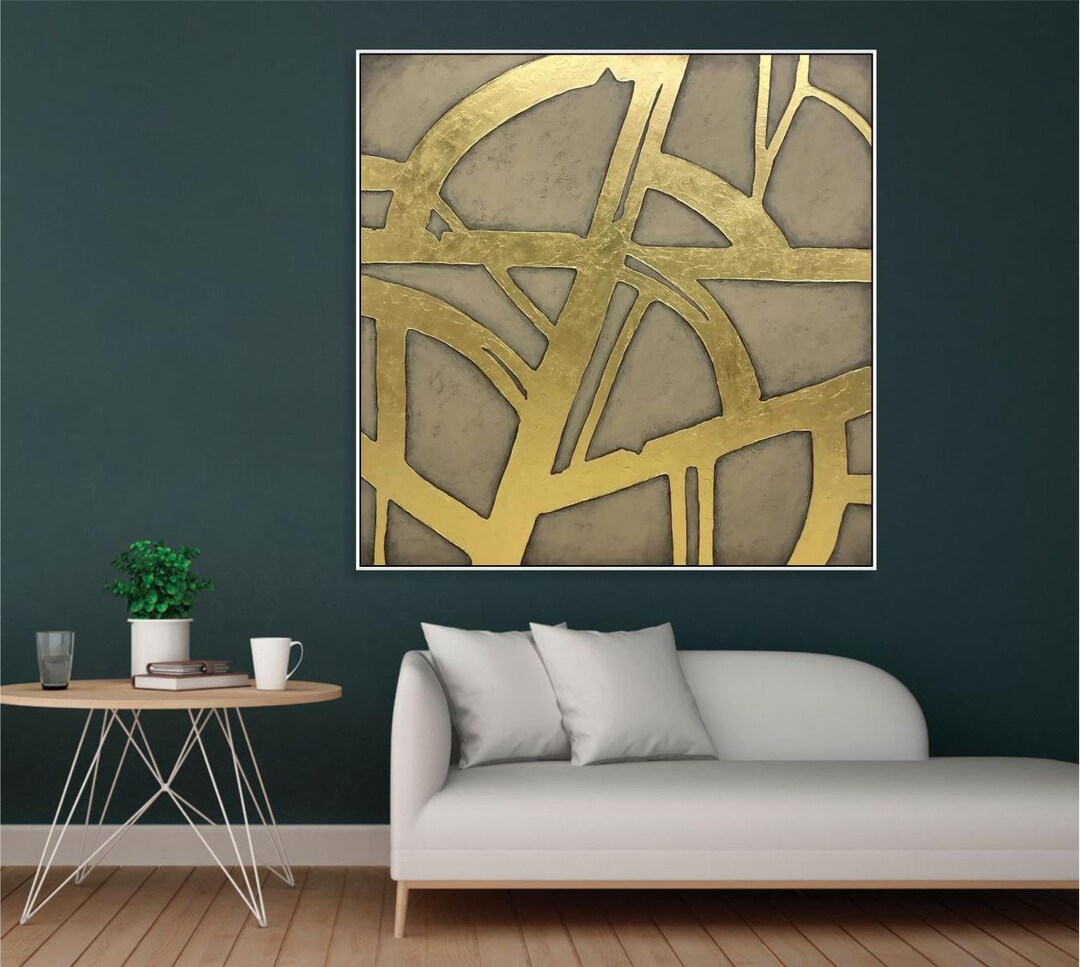 Abstract Painting Gold Wall Art Painting on Canvas Original Artwork ...