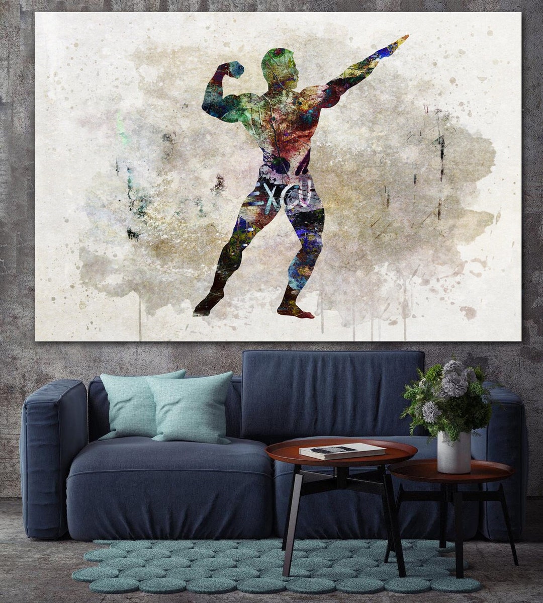 Abstract Bodybuilder Wall Art Sport Motivational Print Bodybuilding ...