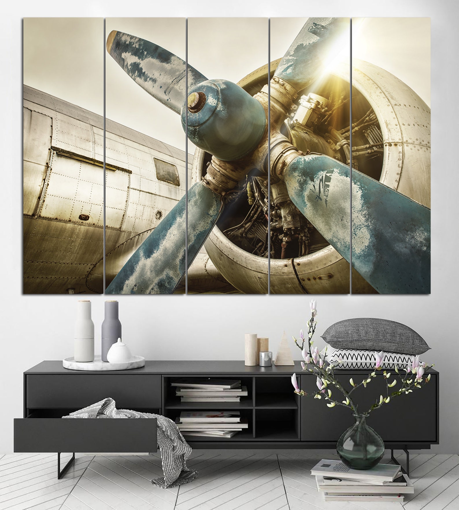 Propeller Wall Art Airplane Canvas Art Military Plane Poster - Etsy
