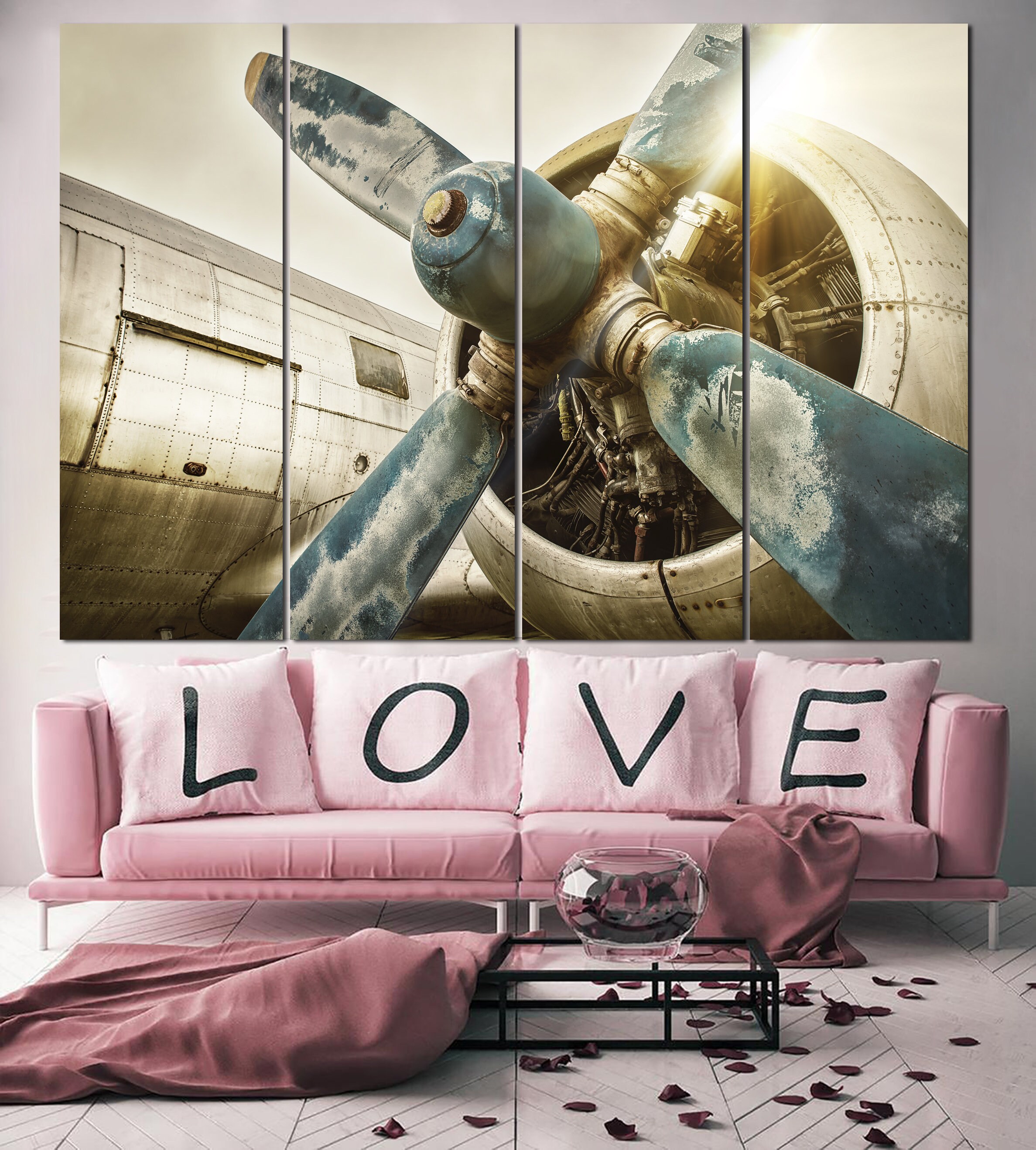 Propeller Wall Art Airplane Canvas Art Military Plane Poster - Etsy
