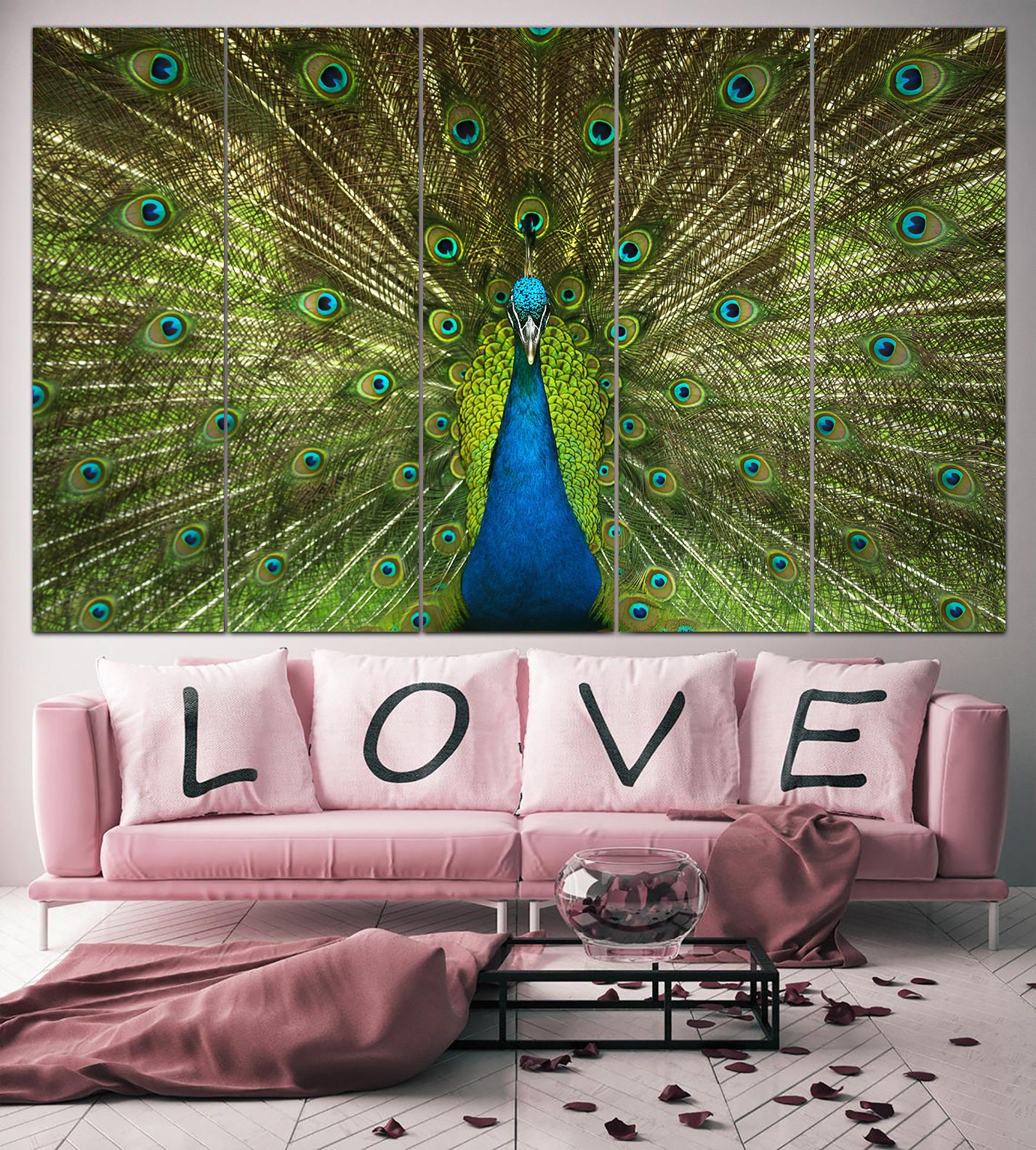 Large Print Peacock Wall Art Peacock Art Canvas Bird Poster | Etsy