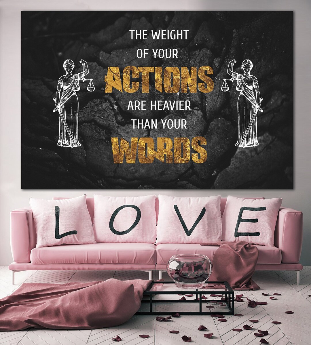 Modern Lady Justice Art Print Black and Gold Inspirational Quote Wall ...