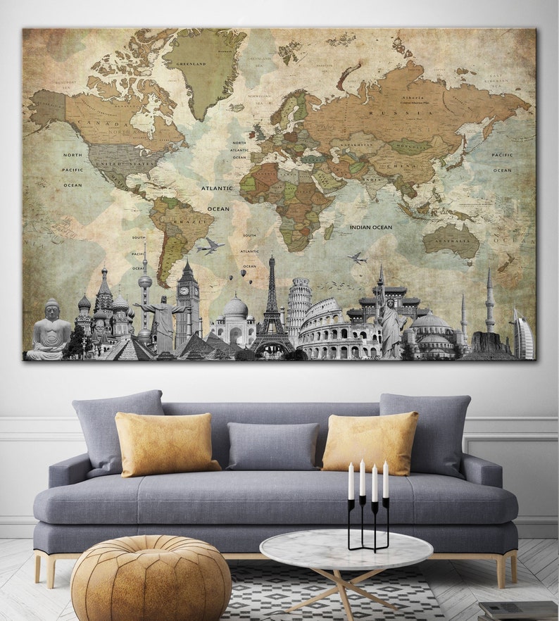Exclusive World Map Wall Art World Map Photo Print Modern - Etsy