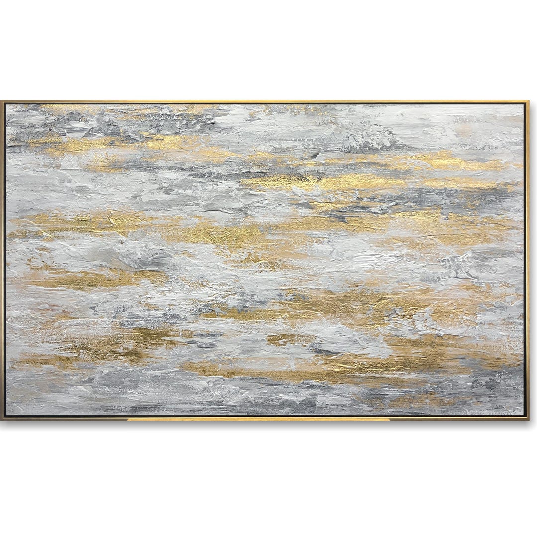 Gold and Silver Abstract Painting Large Textured Wall Art on Canvas for ...