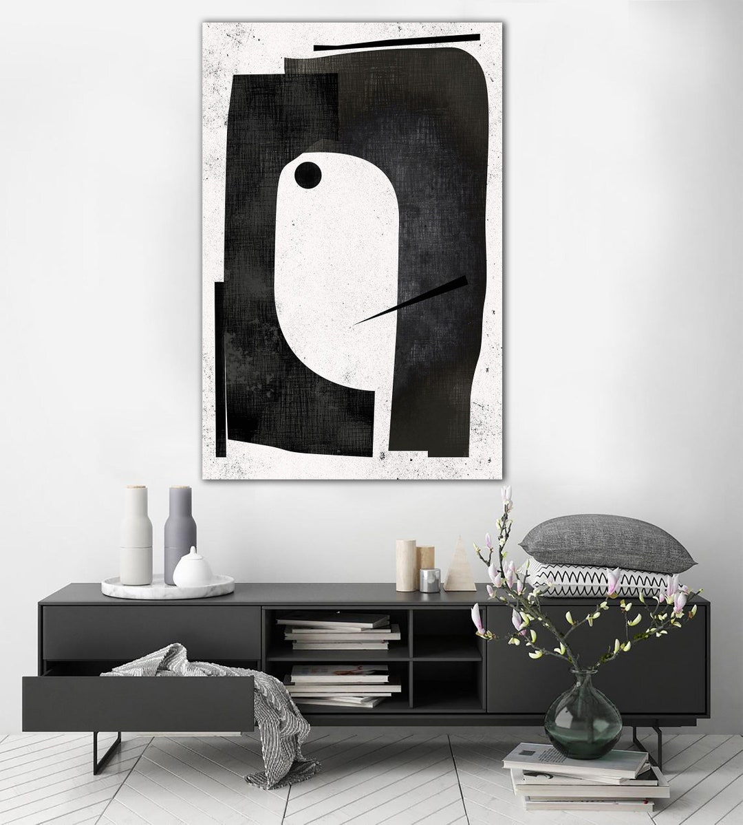 Modern Black and White Abstract Geometric Art Print Monochrome Harmony ...
