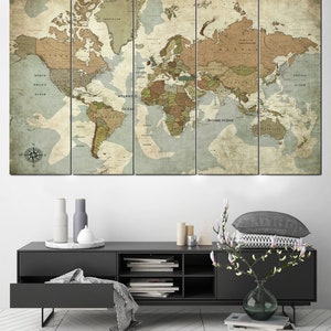 Extra Large Wall Art World Map Exclusive World Map Canvas Print Canvas ...