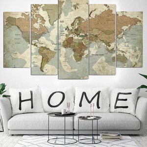 Extra Large Wall Art World Map Exclusive World Map Canvas Print Canvas ...