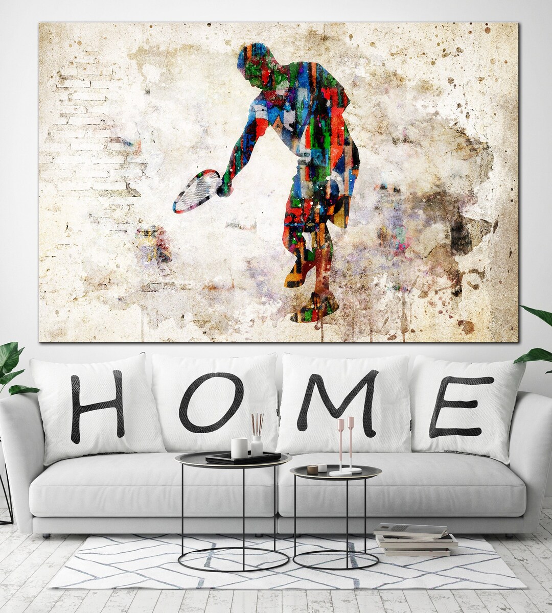 Abstract Tennis Player Print on Canvas Sport Motivational Print Tennis ...