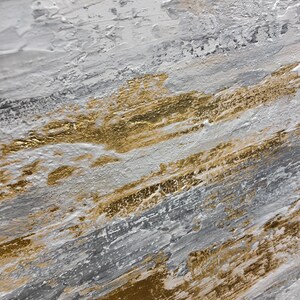 Gold and Silver Abstract Painting Large Textured Wall Art on Canvas for ...