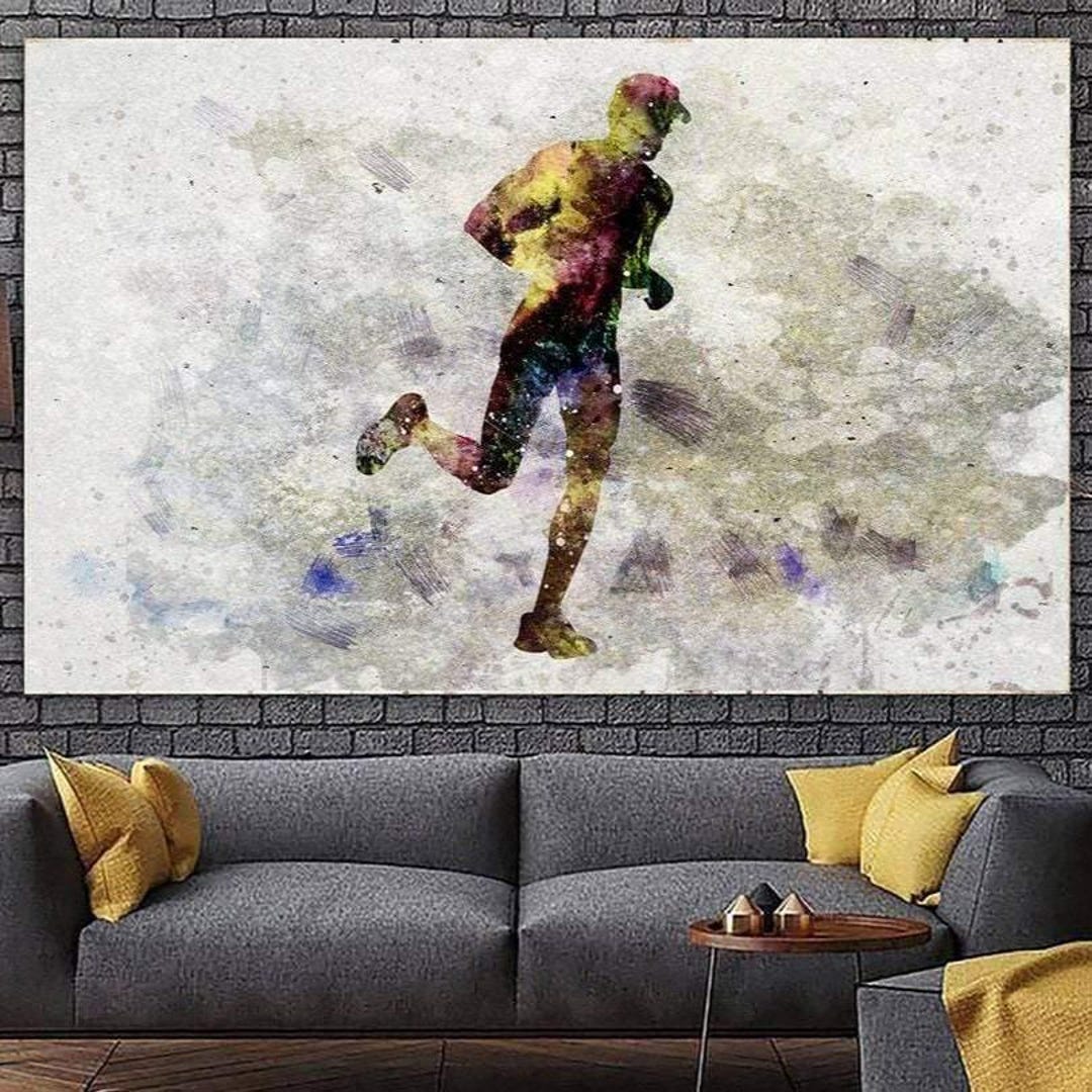 Abstract Running Poster Watercolor Runner Wall Art Marathon Sports ...