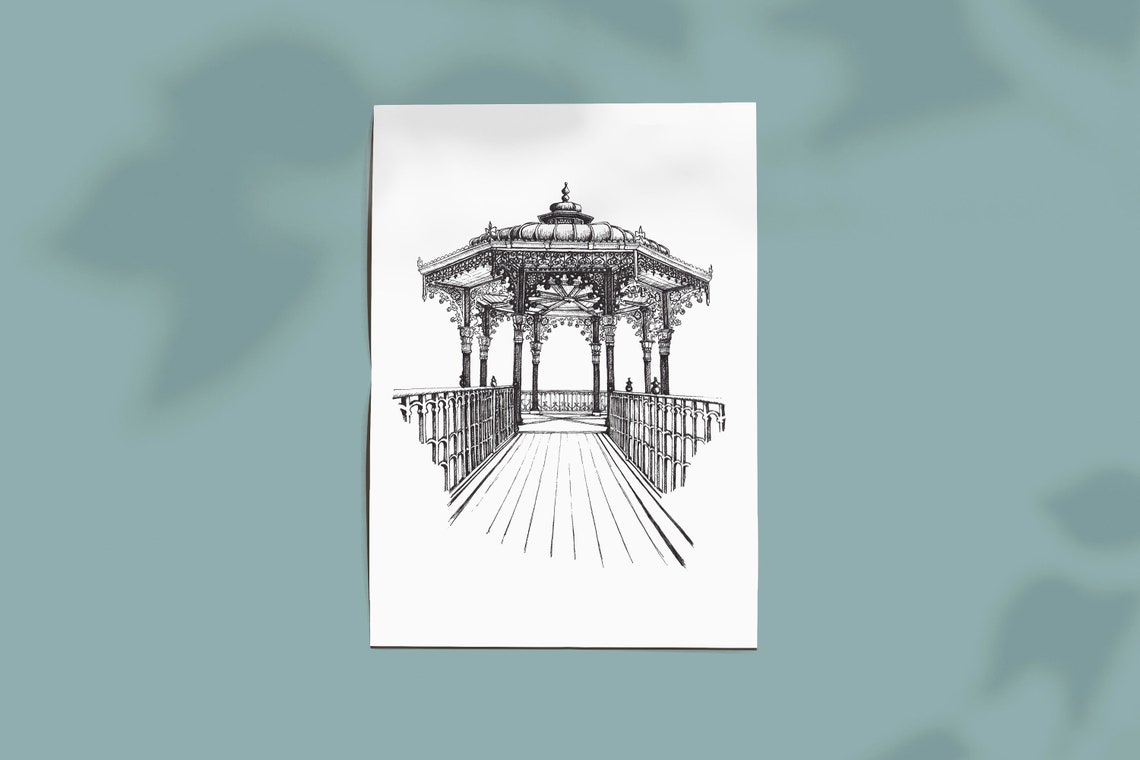 Brighton Bandstand Drawing - Etsy