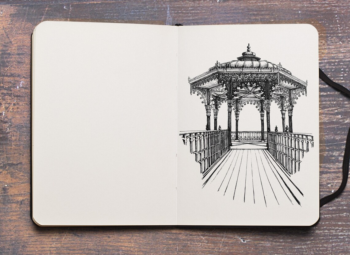 Brighton Bandstand Drawing - Etsy