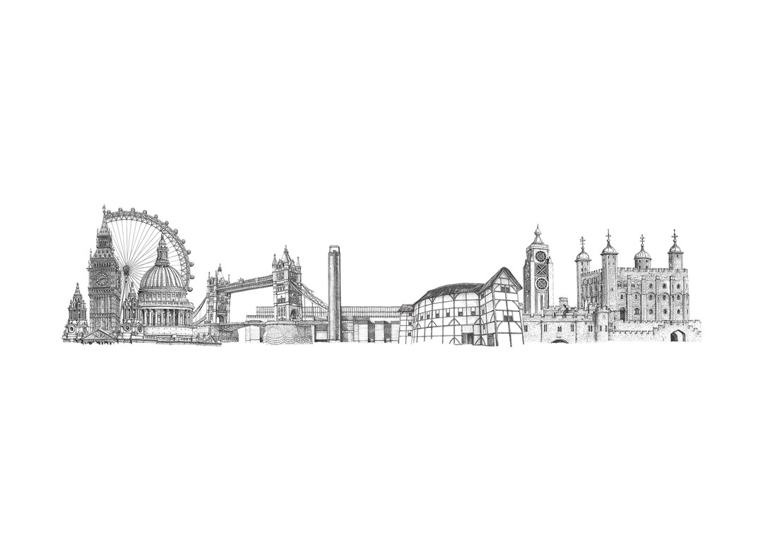 London Landmarks Drawing - Etsy