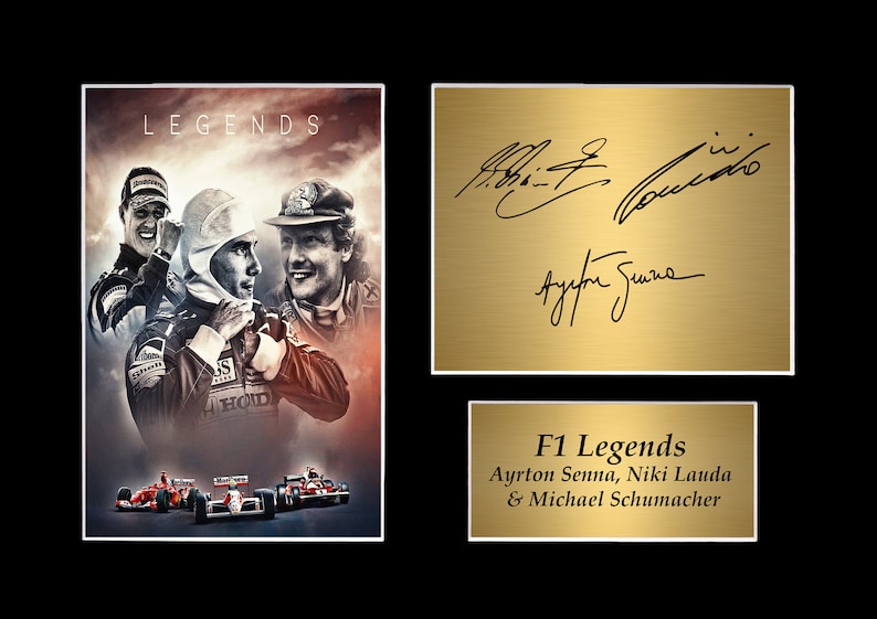 F1 Legends, Ayrton Senna, Niki Lauda and Michael Schumacher Formula 1 ...