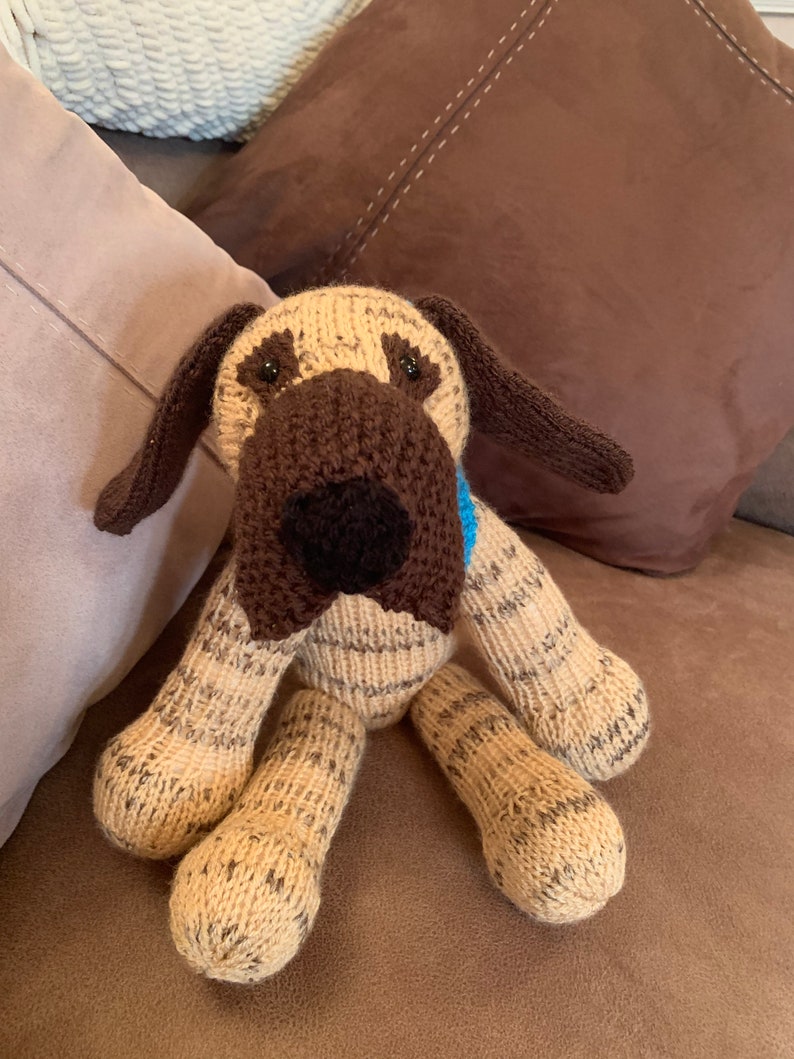 Great Dane Knitted Toy With Valentine Bow | Etsy