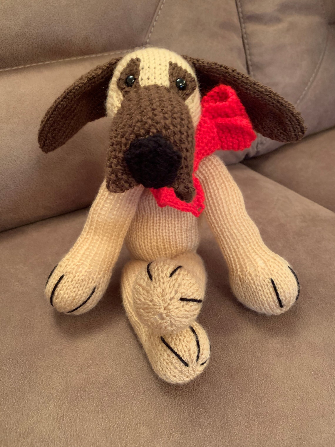 Great Dane knitted toy with Valentine bow | Etsy