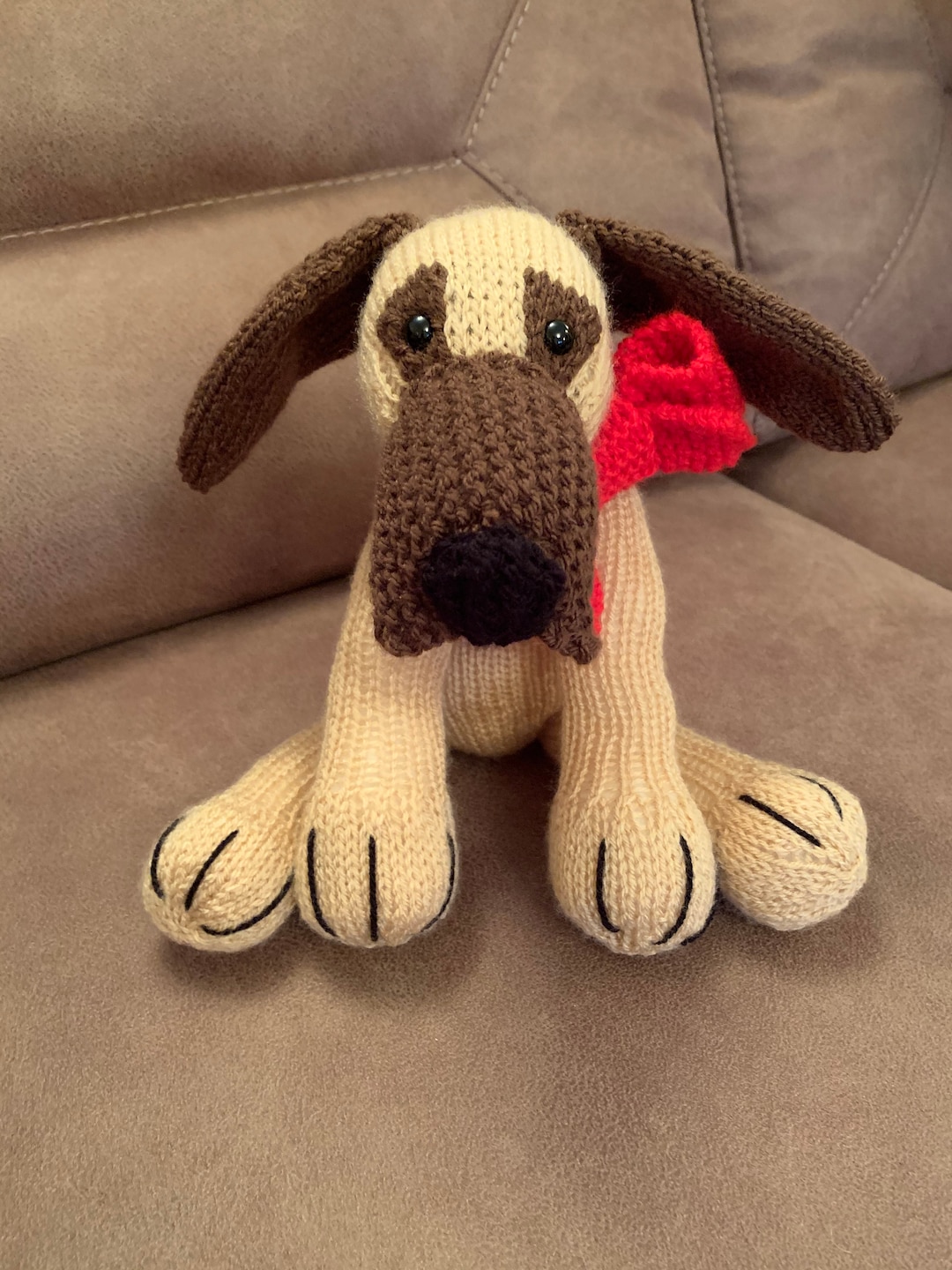 Great Dane Knitted Toy With Valentine Bow - Etsy