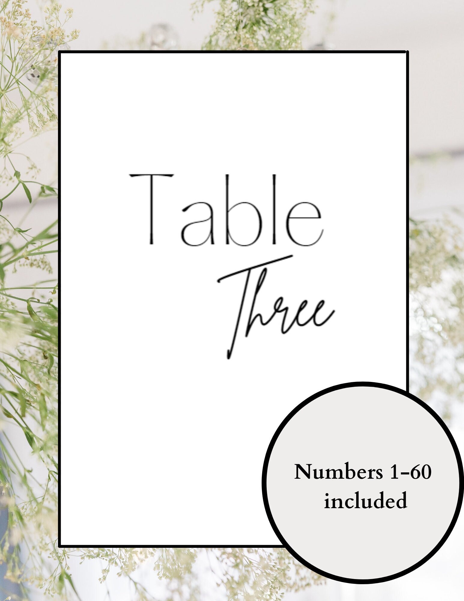 Table Numbers Printable Table Numbers Wedding Table Numbers | Etsy