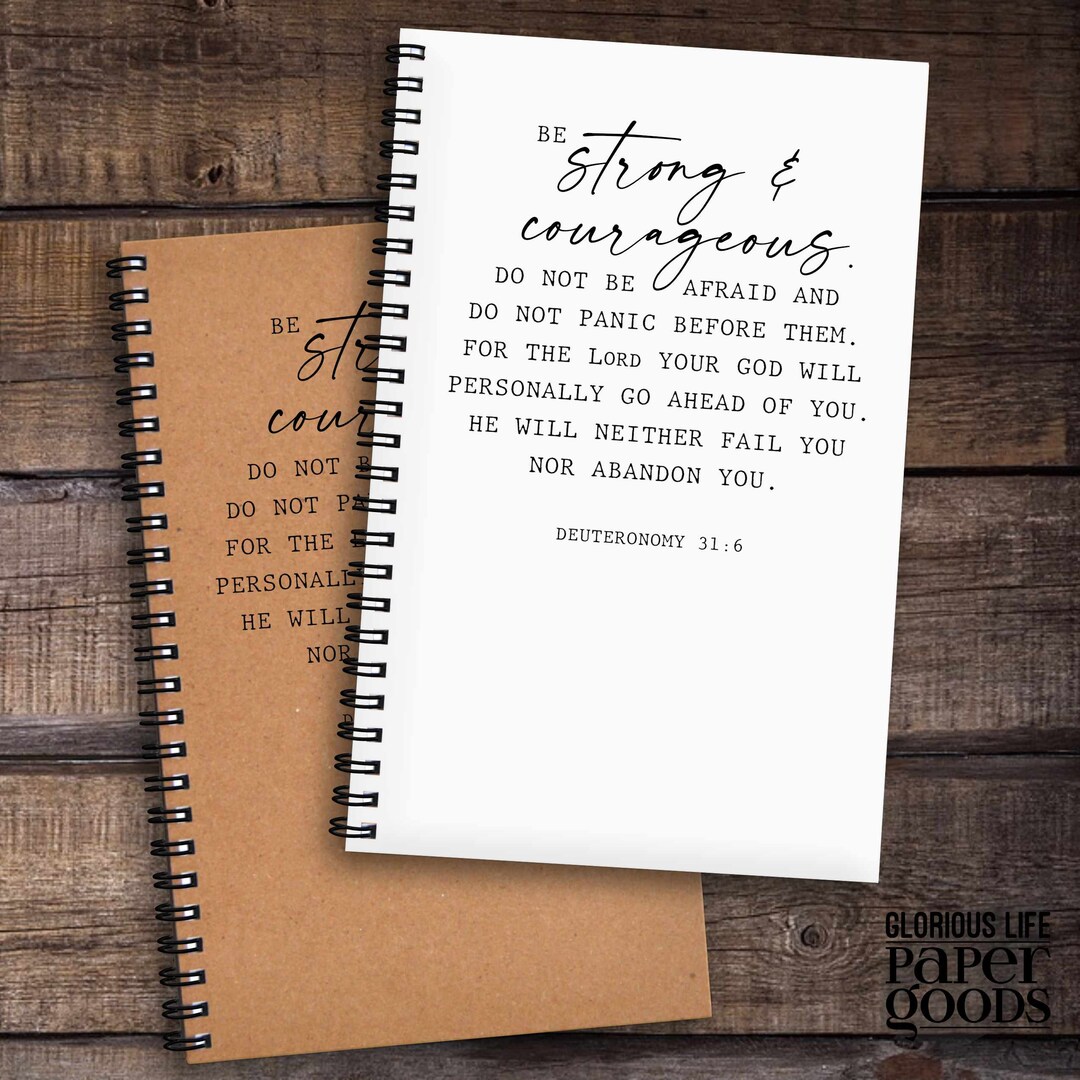 Customizable Notebook, Be Strong & Courageous Scripture Journal ...