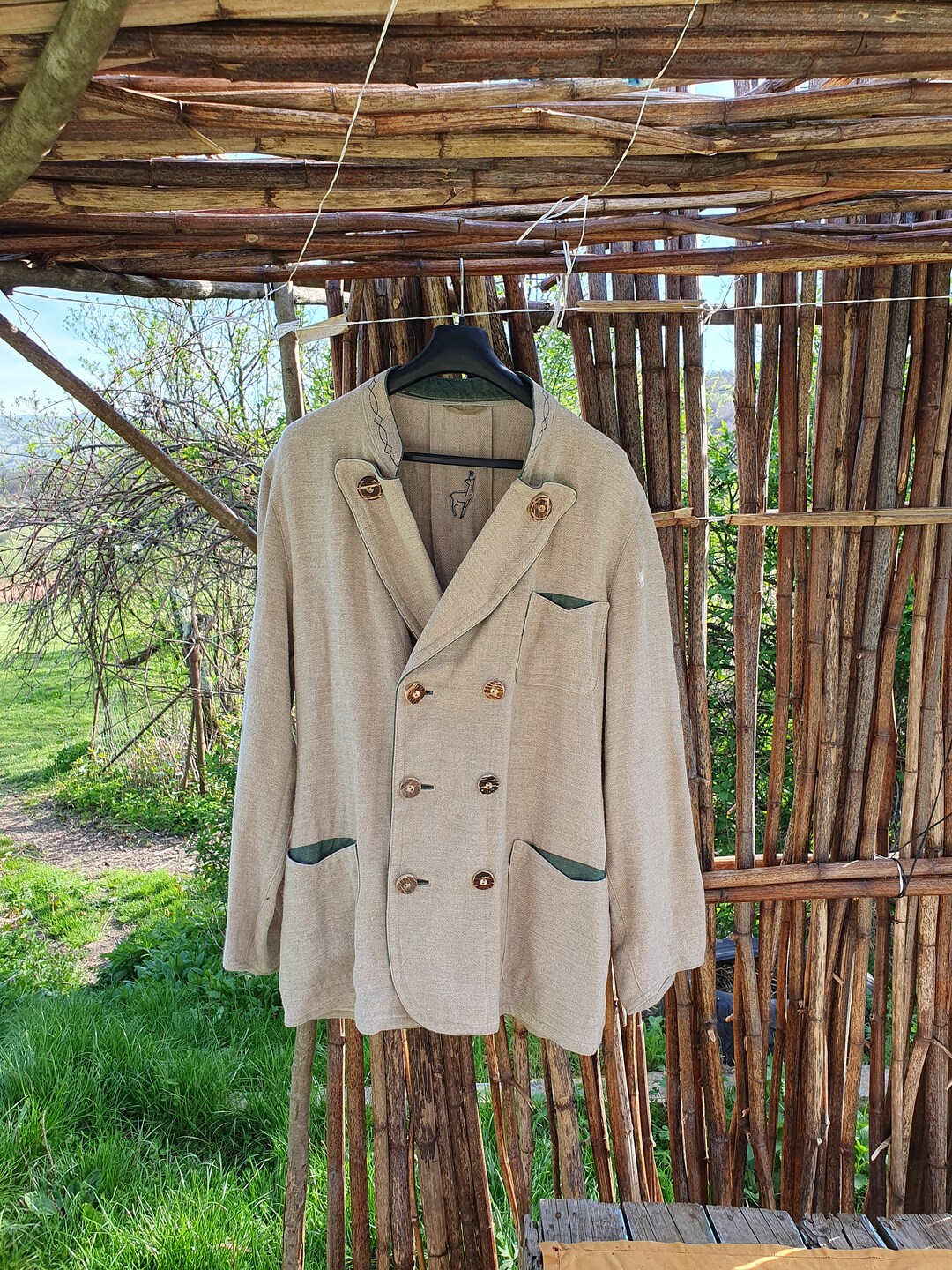 Vintage Rare 90s Linen Coat , Trachten Style Blazer, Size 52,brand ...
