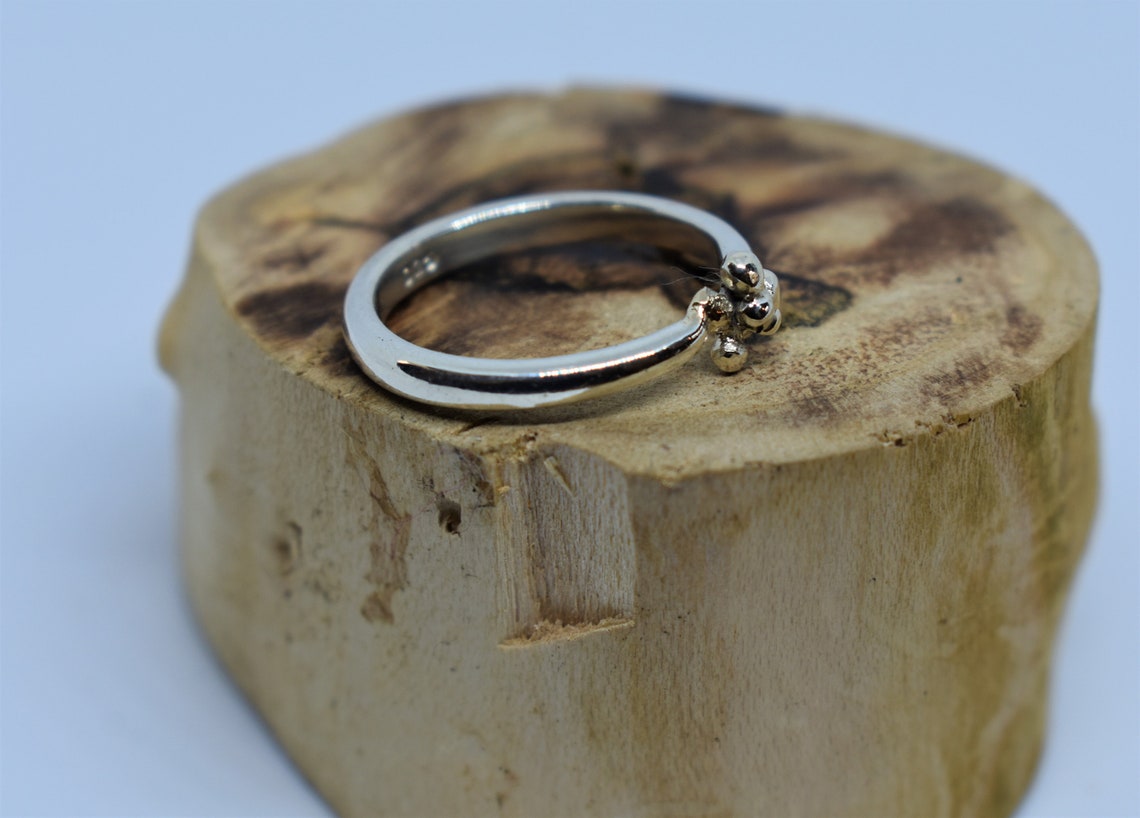 Silver & Gold Grain Ring - Etsy