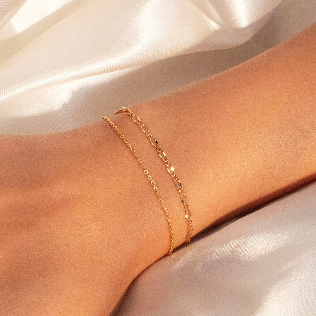Gold Double Layered Bracelet: Personalized Initial Charm - Etsy