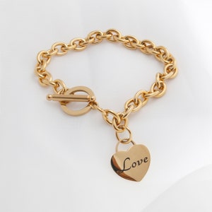 Gold Personalized Heart Charm Bracelet: Dainty Name Pendants - Etsy