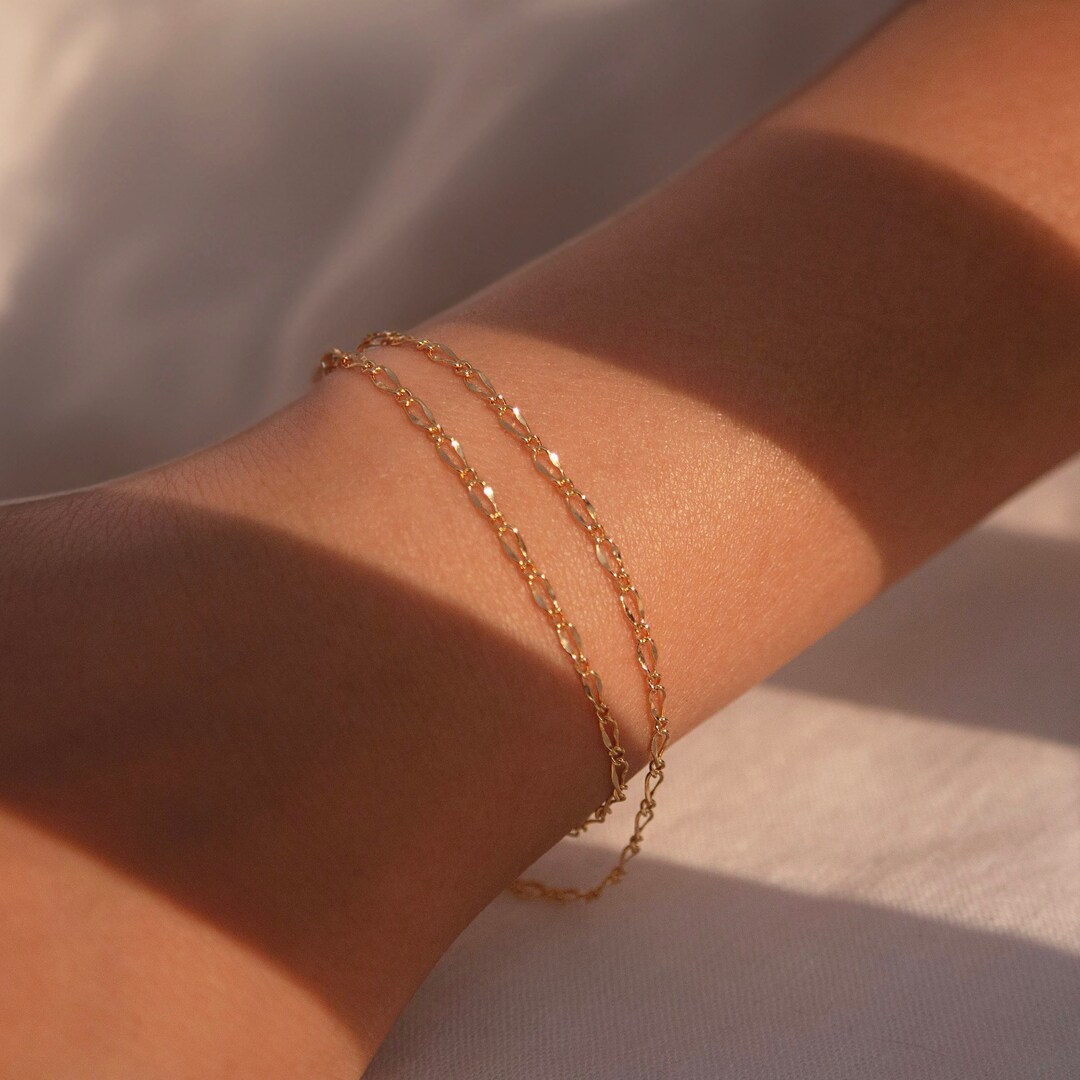 Gold Plated Double Layered Bracelet: Personalized Initial Charm - Etsy