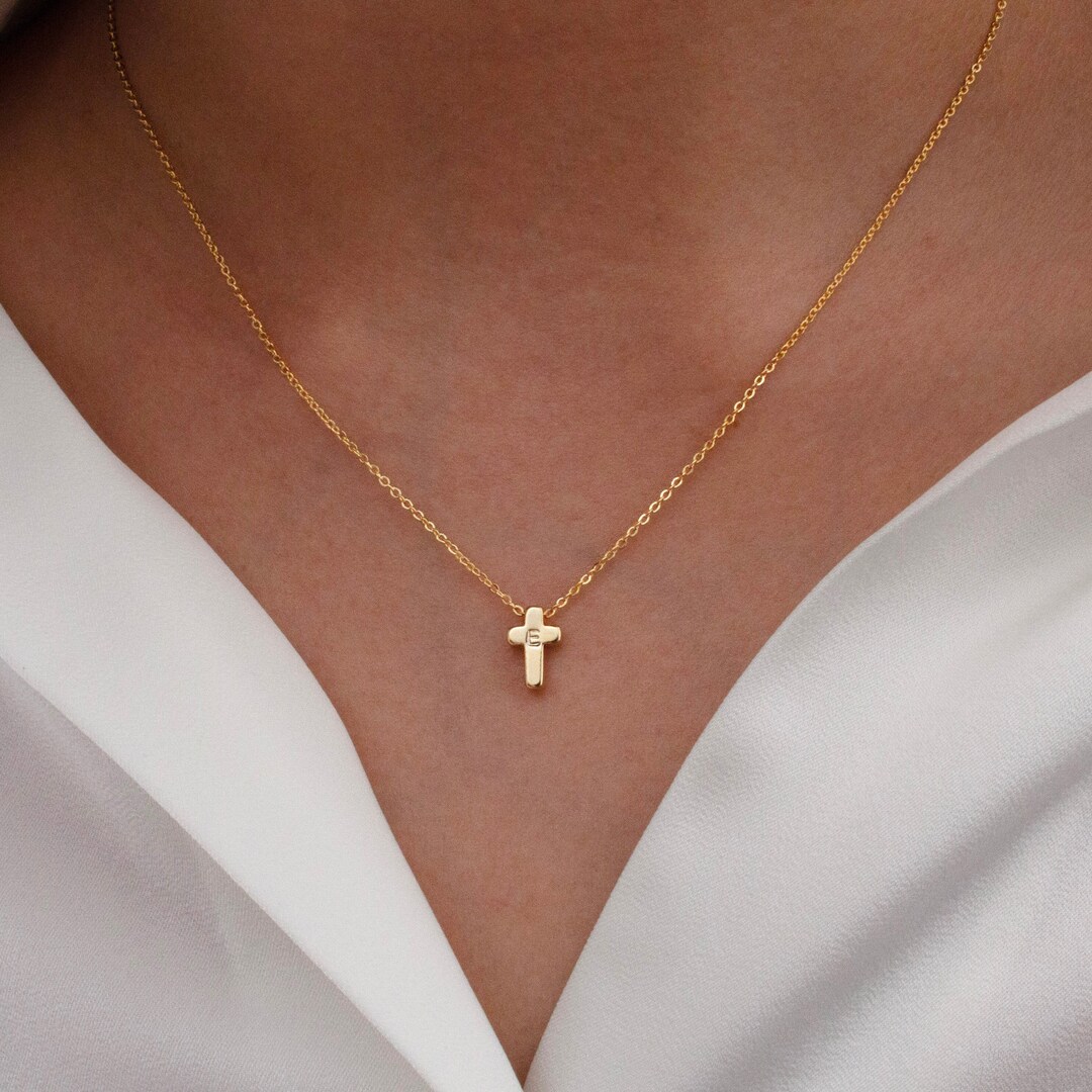 Cross Initial Gold Necklaces Gold Pendant Cross Necklaces for Women ...