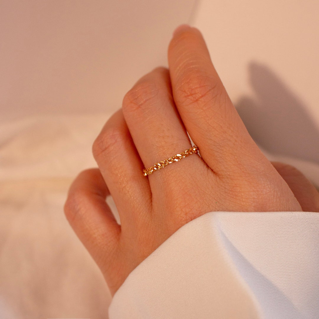 16K Gold Plated Chain Ring Twist Rings Best Gift for Her Permanent Golf ...