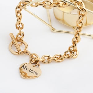Gold Personalized Heart Charm Bracelet: Dainty Name Pendants - Etsy