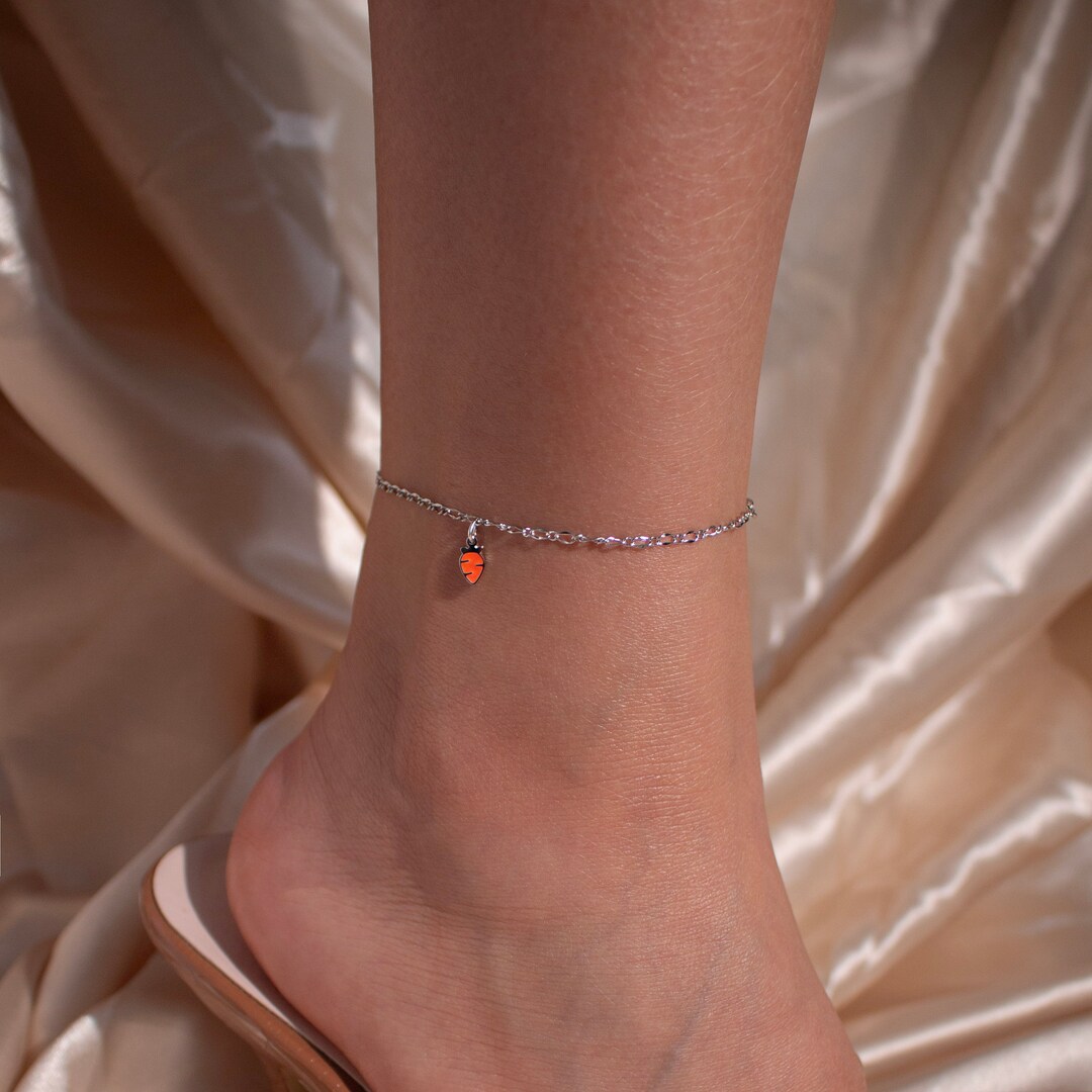 Dainty Carrot Anklet: Silver Korean Style Ankle Bracelet - Etsy