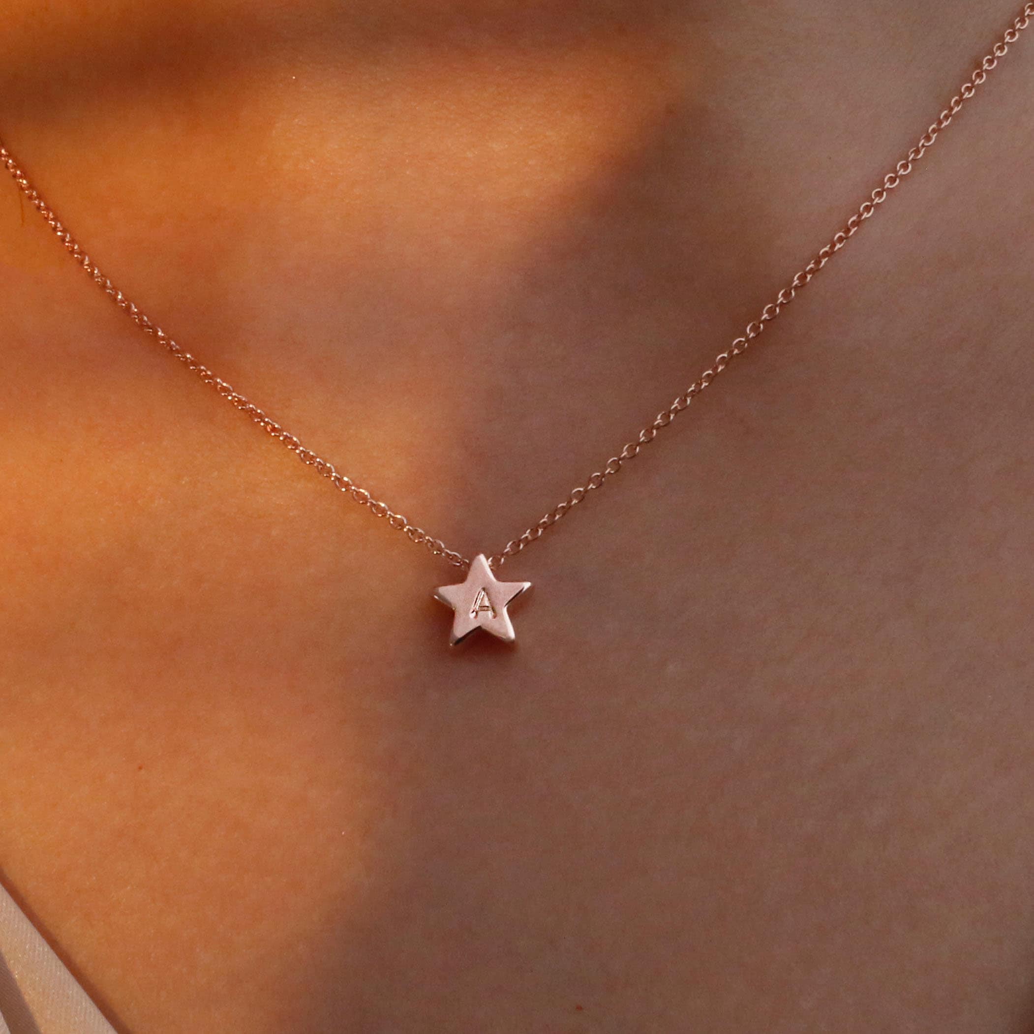 16K Gold Star Initial Necklace: Personalized Dainty Jewelry - Etsy