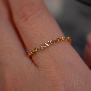 16K Gold Plated Chain Ring Twist Rings Best Gift for Her Permanent Golf ...