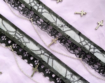 Pastel Goth Black and Red Spider Choker Kawaii Cute Punk Creepycute ...