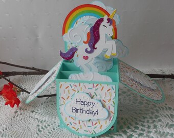 Unicorn Popup Birthday Card - Etsy