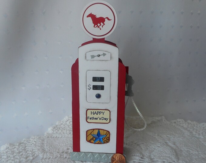 Gas Pump Popup Cards, Vintage Gas Pump Birthday Box Card, Gas Pump ...