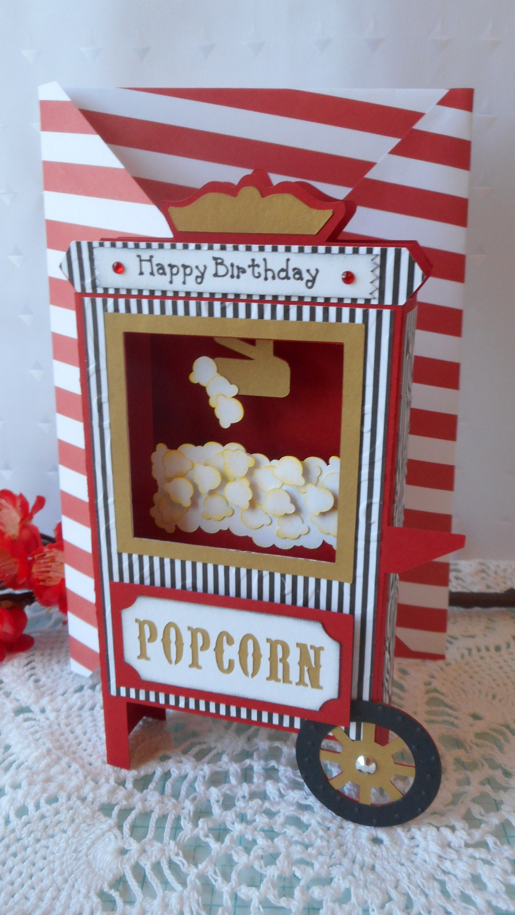 Popcorn Machine Pop-Up Box Card Popcorn 3D Card Handmade | Etsy